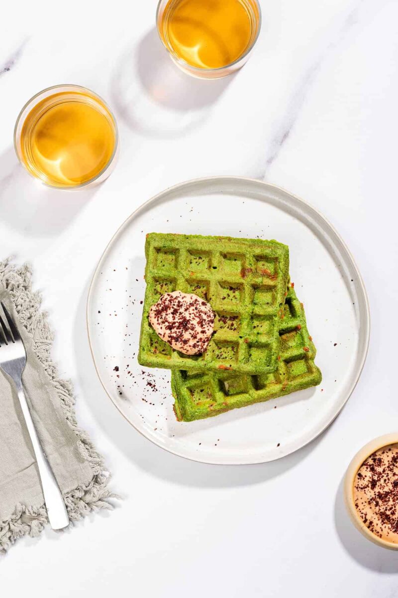 Super Green Waffles with Cream Cheese | Hurry the Food Up