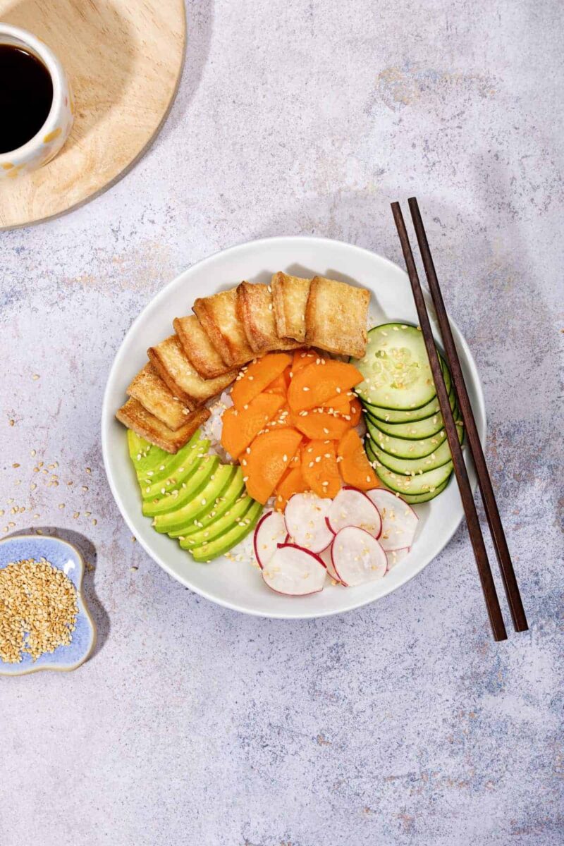 Healthy Vegan Poke Bowl with Sesame Tofu | Hurry The Food Up