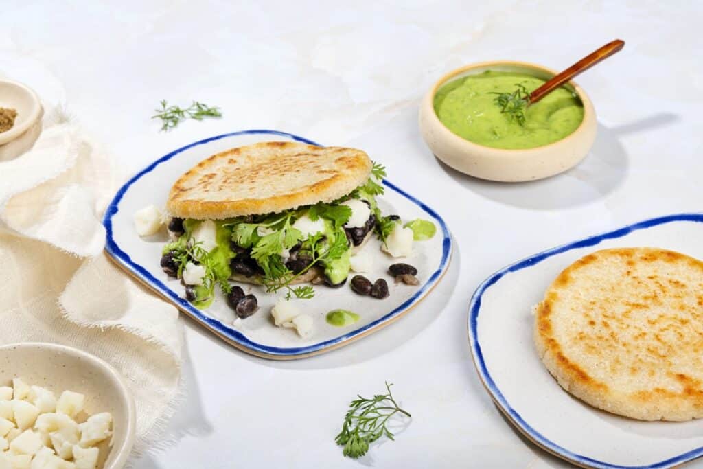 Vegetarian Arepas with Black Beans & Feta|Hurry The Food Up