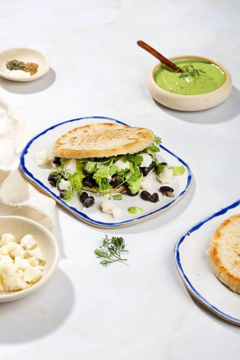 Vegetarian Arepas with Black Beans & Feta|Hurry The Food Up