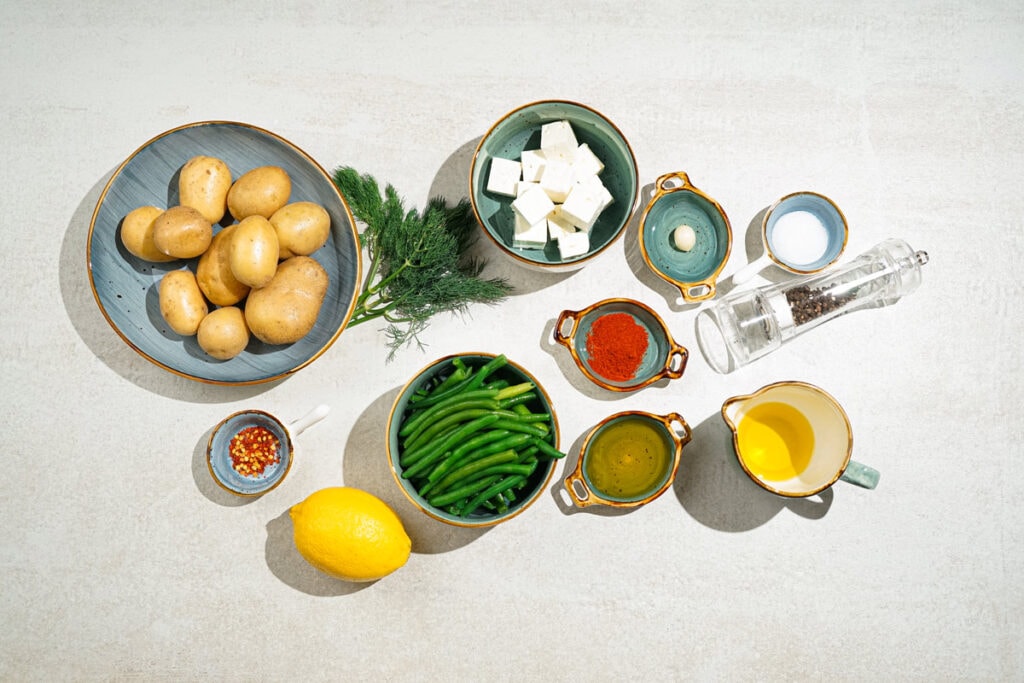 Crispy Smashed Potatoes in Oven with Feta Dipping Sauce